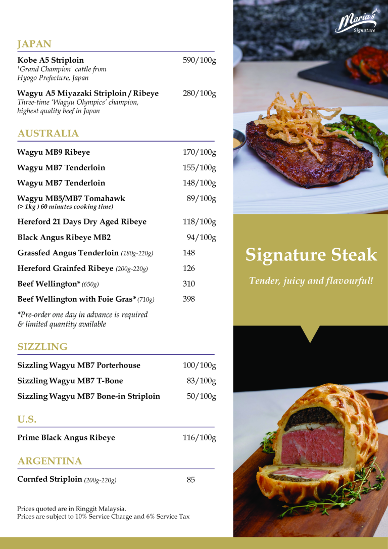 Marias Steakhouse in Kuala Lumpur. Visit for the best Steak Experience.