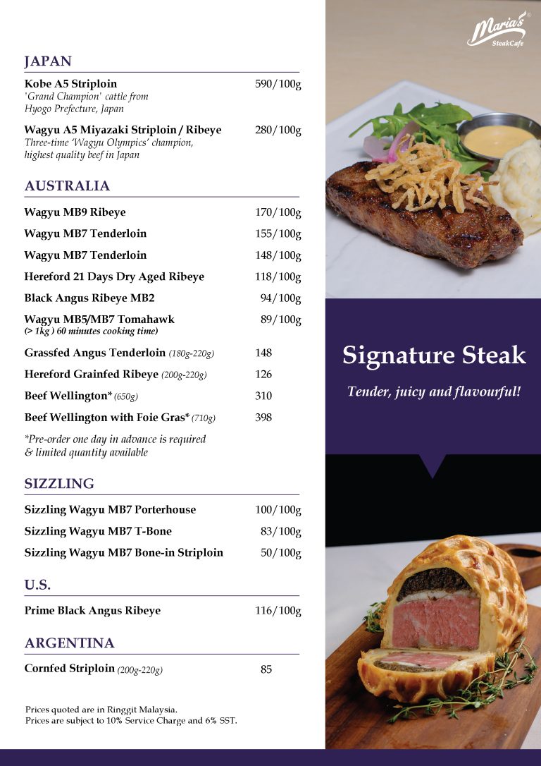Marias Steakhouse in Kuala Lumpur. Visit for the best Steak Experience.